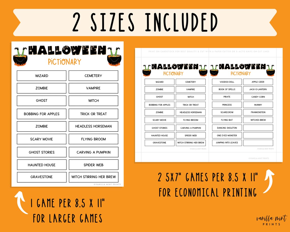 Halloween Pictionary Game 33 Halloween Pictionary - Etsy