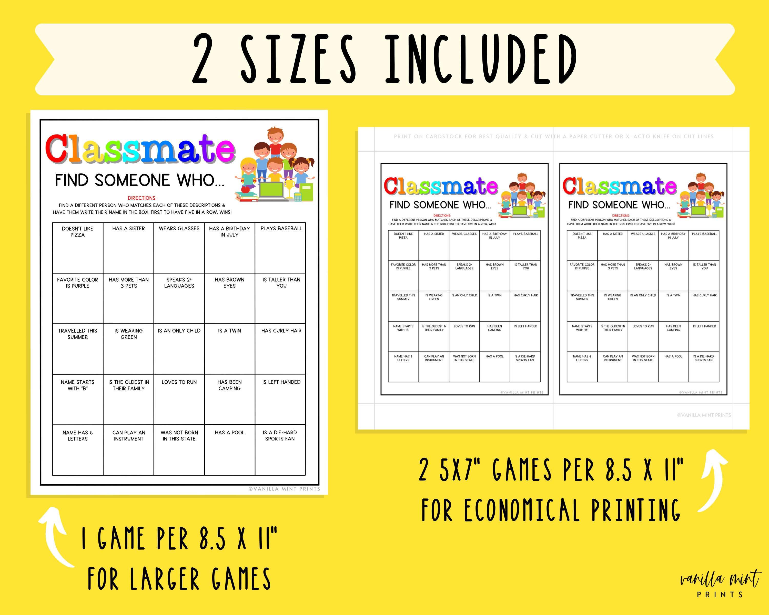 Back to School Game Classmate Find Someone Who Bingo - Etsy