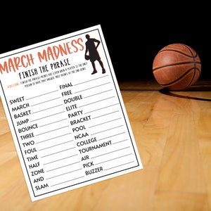 March Madness Finish the Phrase Game | Printable March Madness Party ...