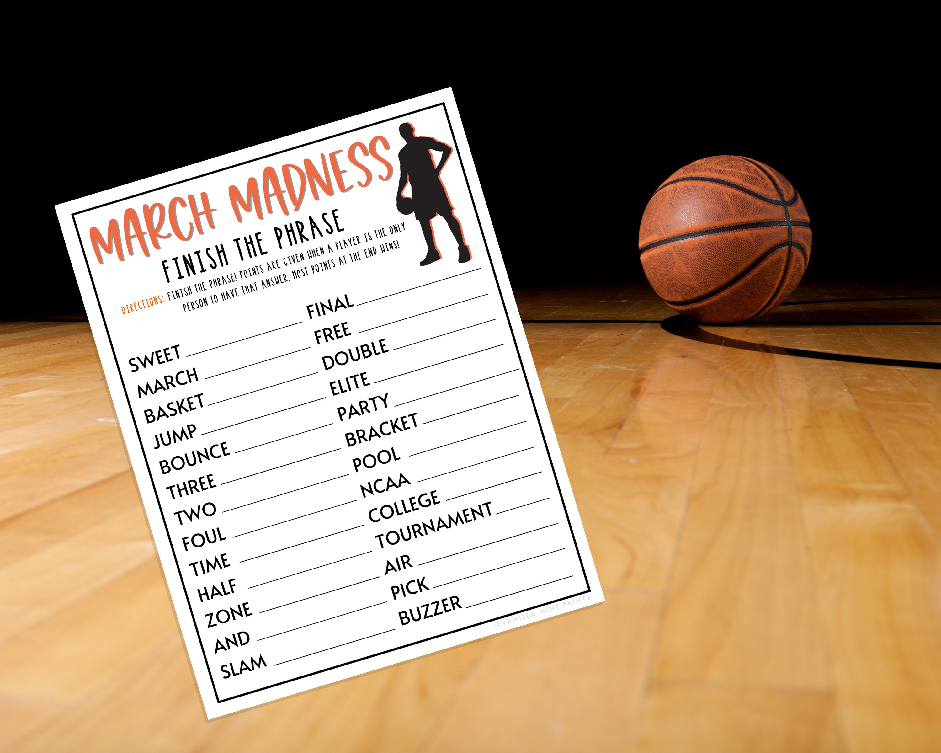 March Madness Finish The Phrase Game Printable March Madness | Etsy