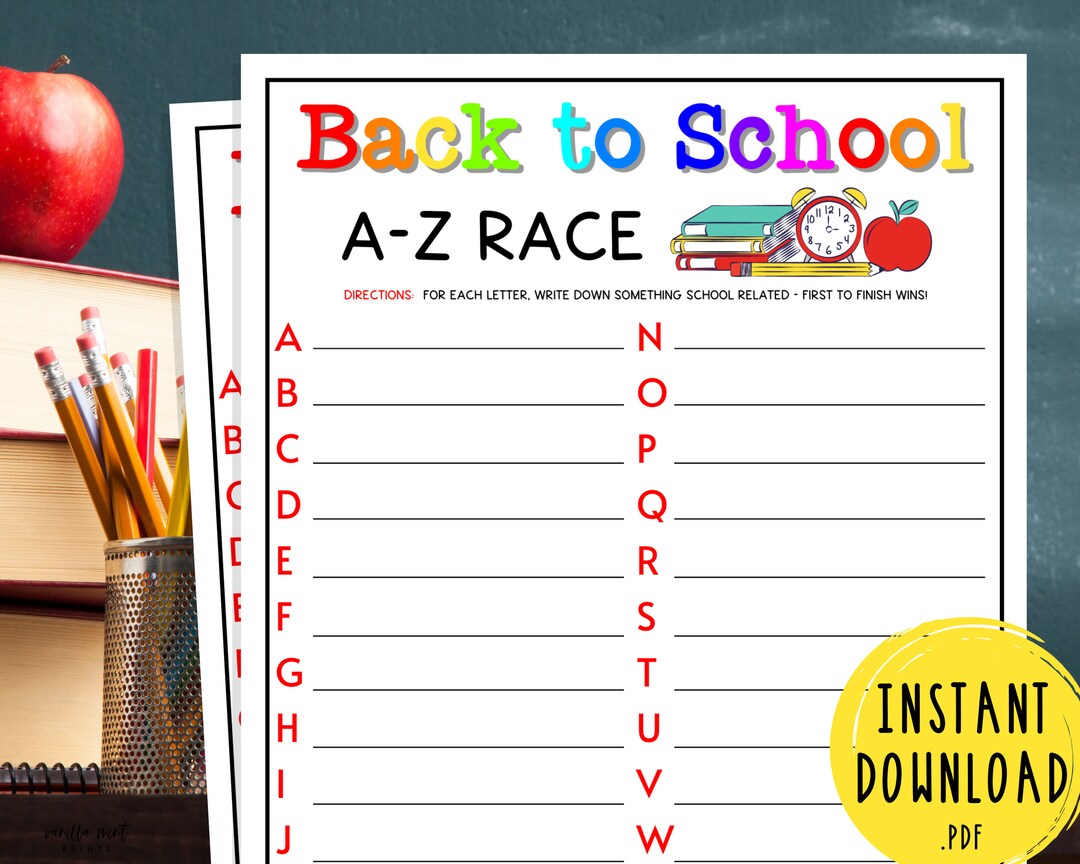 Back to School Game A Z Race First Day of School - Etsy