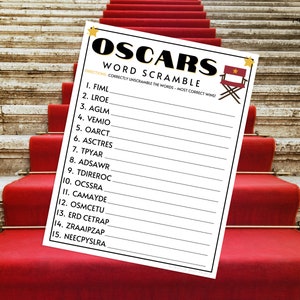 Oscars Word Scramble Game | 94th Academy Awards Party Games | Oscars ...