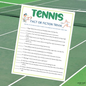Tennis Trivia Game | Printable Tennis Themed Party Game | Games for ...