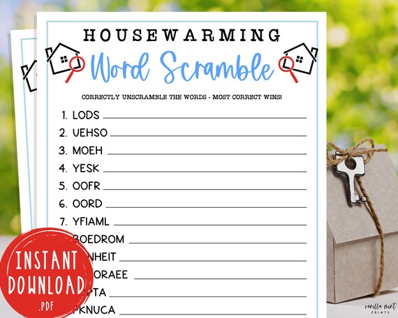 Housewarming Party Games Word Scramble Fun Housewarming - Etsy
