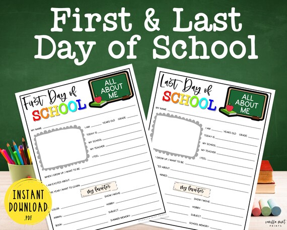 Back to School Questionnaire First Day & Last Day of School | Etsy
