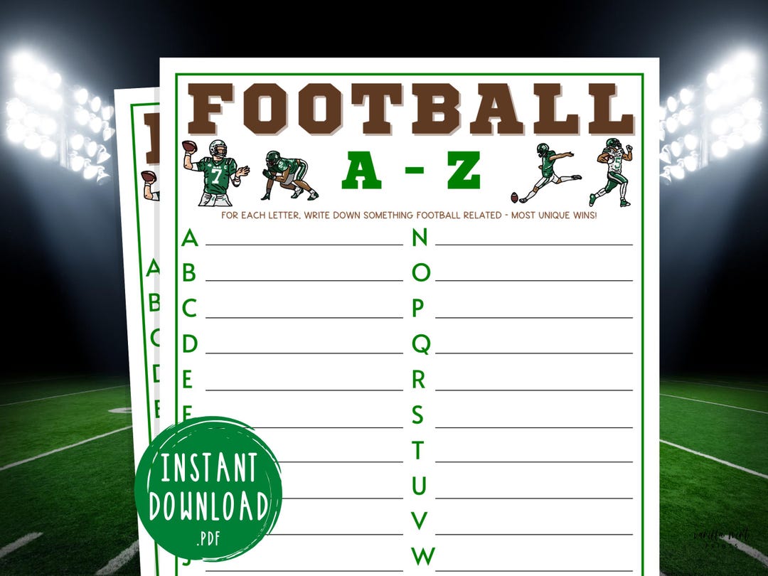 Football A to Z Word Puzzle Game | Super Bowl Party Games | Printable ...