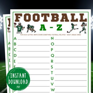 Football A to Z Word Puzzle Game | Super Bowl Party Games | Printable ...