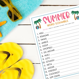 Summer Word Scramble Game | Printable Summertime Games | Party Games ...