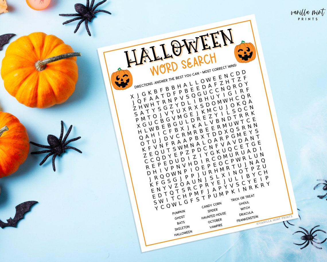Halloween Word Search Game Halloween Printable Games | Etsy