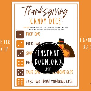 Thanksgiving Candy Dice Game Thanksgiving Day Party Games for Kids Kids ...
