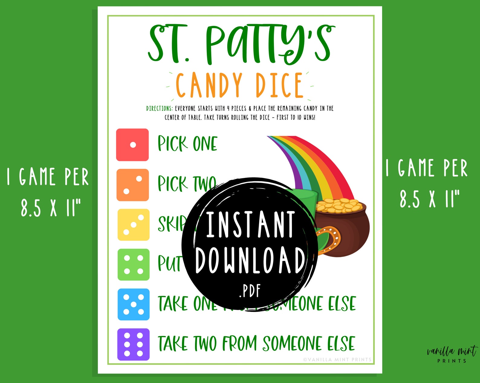 St. Patrick's Day Candy Dice Game | St. Patty's Day Party Games for ...