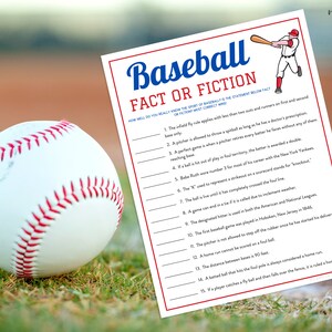Baseball Fact or Fiction Trivia Game | Printable Baseball Team Party ...