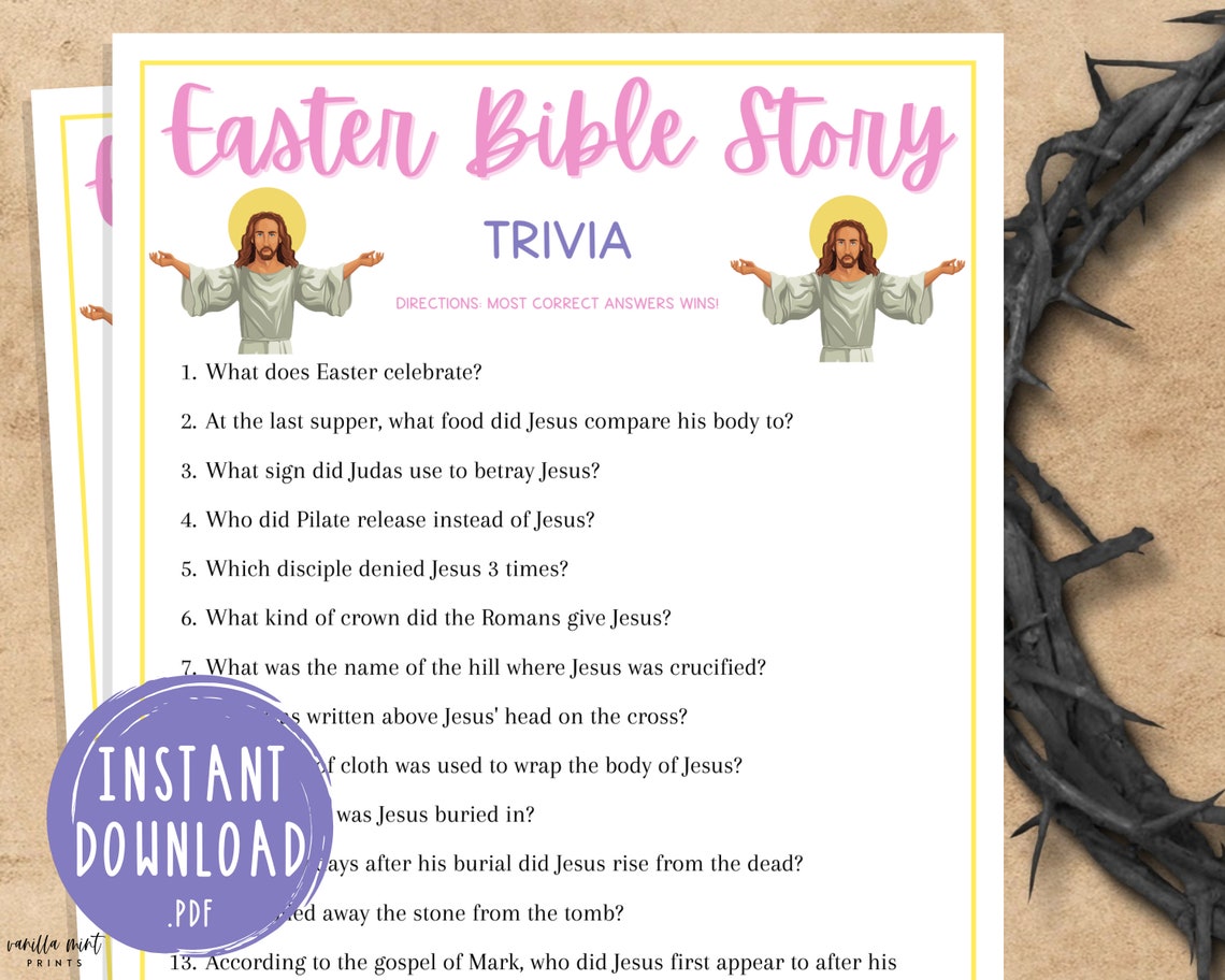 Easter Bible Story Trivia Game Printable Easter Games - Etsy