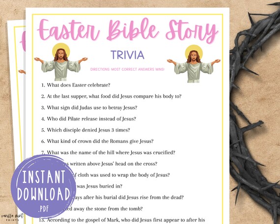 Easter Bible Story Trivia Game Printable Easter Games - Etsy