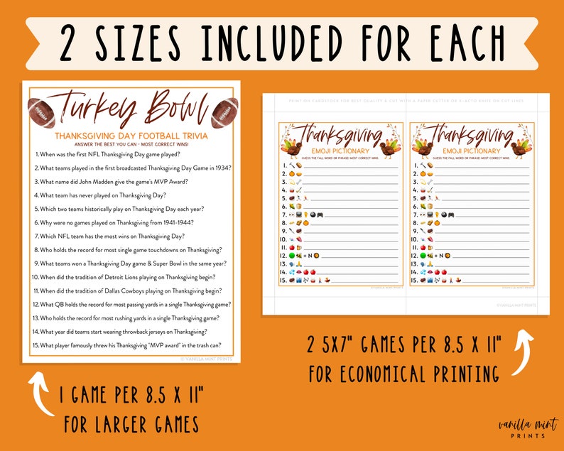 Thanksgiving Trivia Game BUNDLE 5 Thanksgiving Printable - Etsy