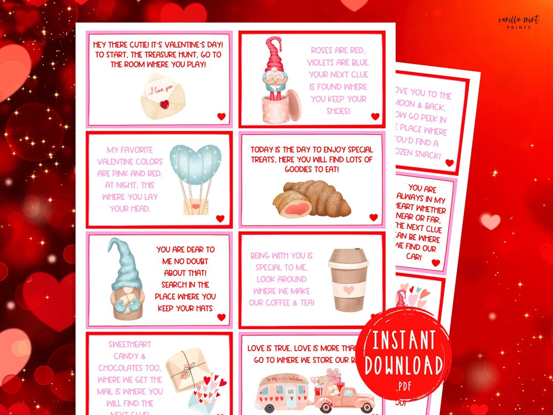 Valentine's Day Treasure Hunt Game | Fun Valentine's Day Printable ...