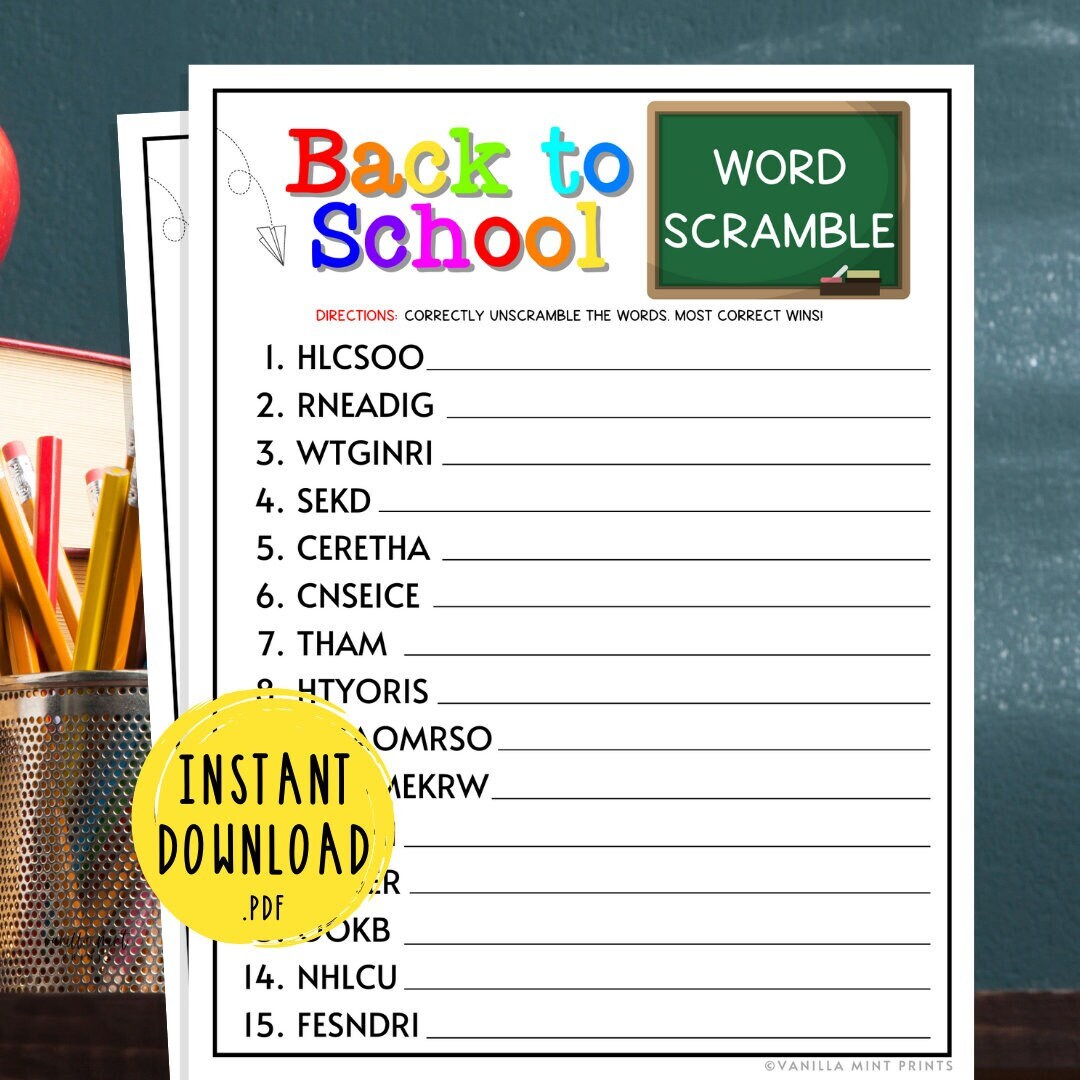 Back to School Game | Word Scramble | First Day of School Activities ...