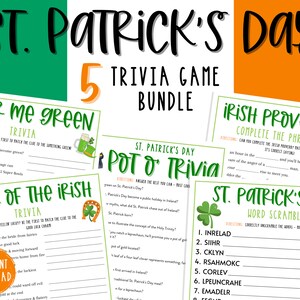 St. Patrick's 5 Trivia Game BUNDLE Irish Games Fun St. | Etsy