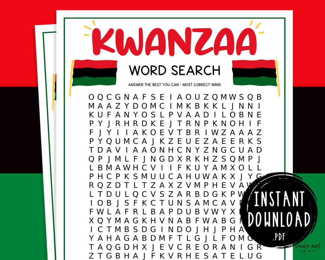Kwanzaa Word Search | Printable Kwanzaa Party Games | Fun Activities ...