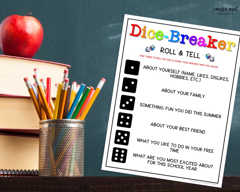 Dice-breaker Roll and Tell Game Back to School First Day - Etsy