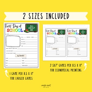 Back to School Questionnaire | First Day of School All About Me ...