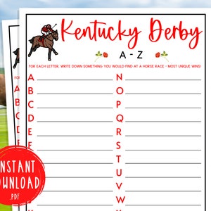 Kentucky Derby A-Z Game | Triple Crown Party Games | Horse Race ...