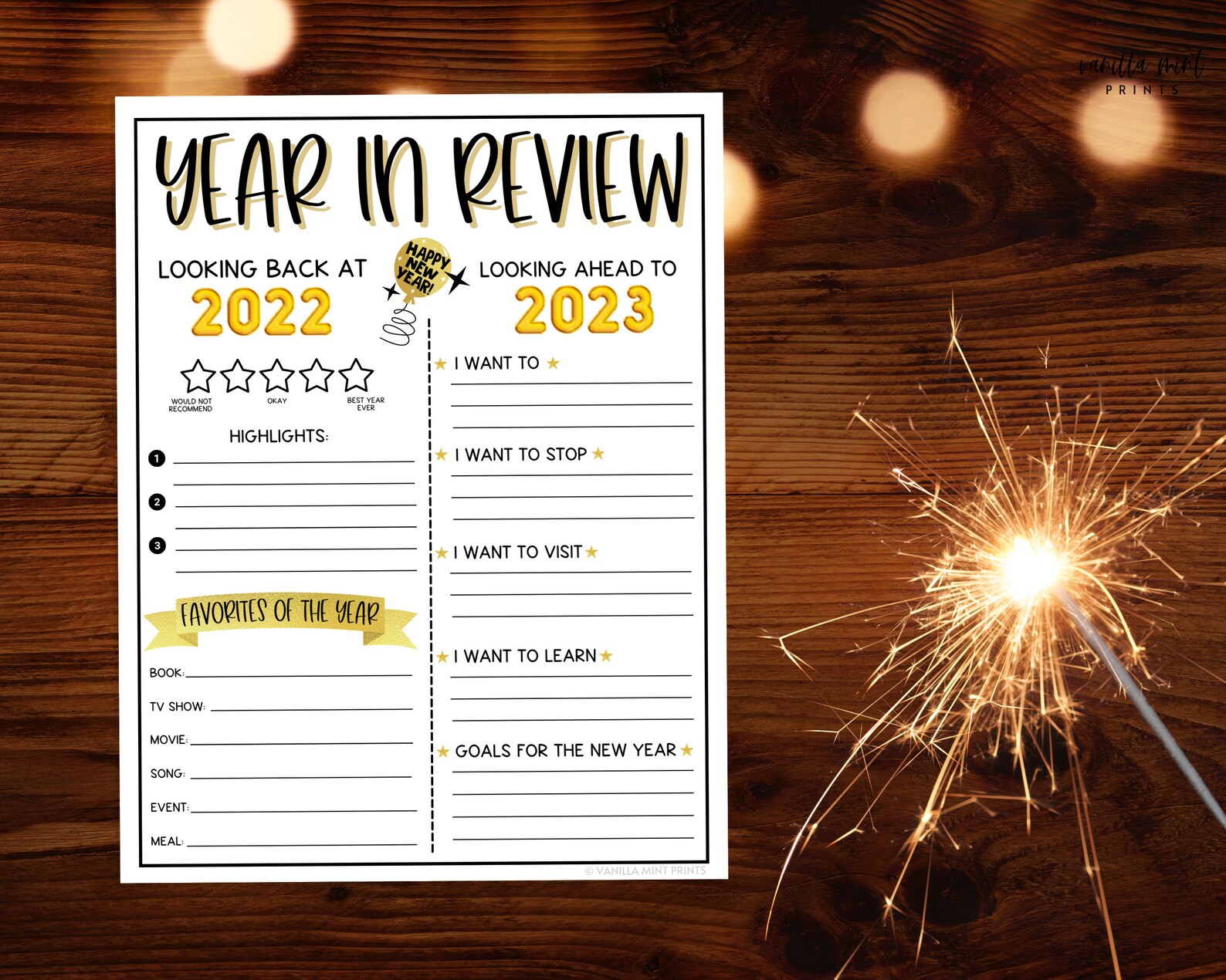 New Years Eve Year in Review Game New Years Games New - Etsy