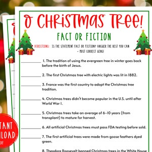 O Christmas Tree Trivia Game Fact or Fiction True or False | Etsy