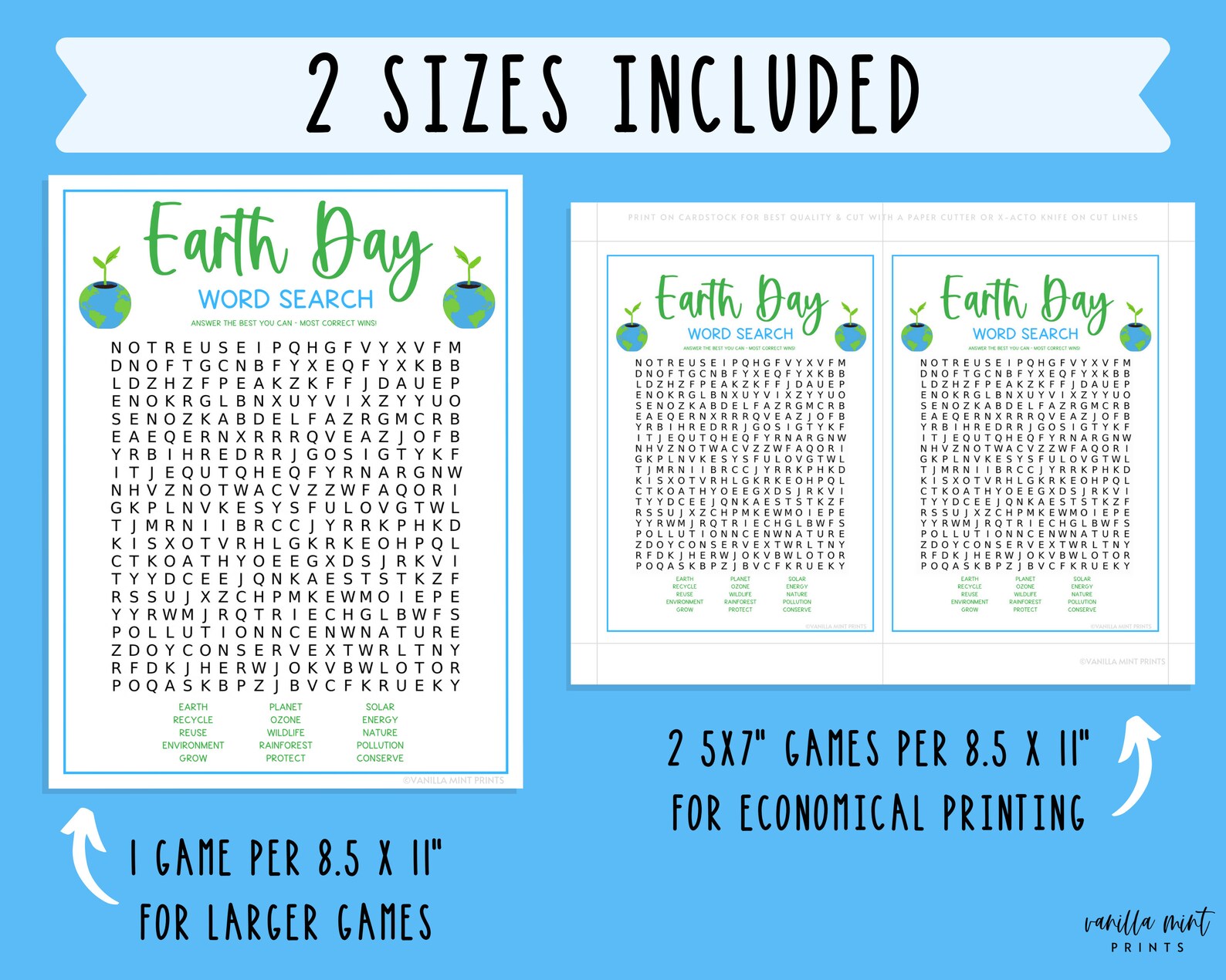 Earth Day Word Search Game Fun Printable Spring Games - Etsy