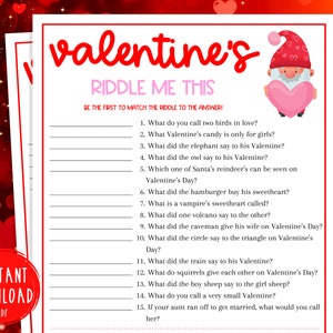 Valentine's Day Riddle Me This Game Valentine Printable Games Fun ...