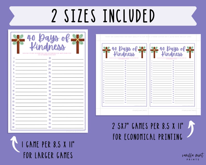Lent 40 Days of Kindness Game Printable Party Games Easter | Etsy