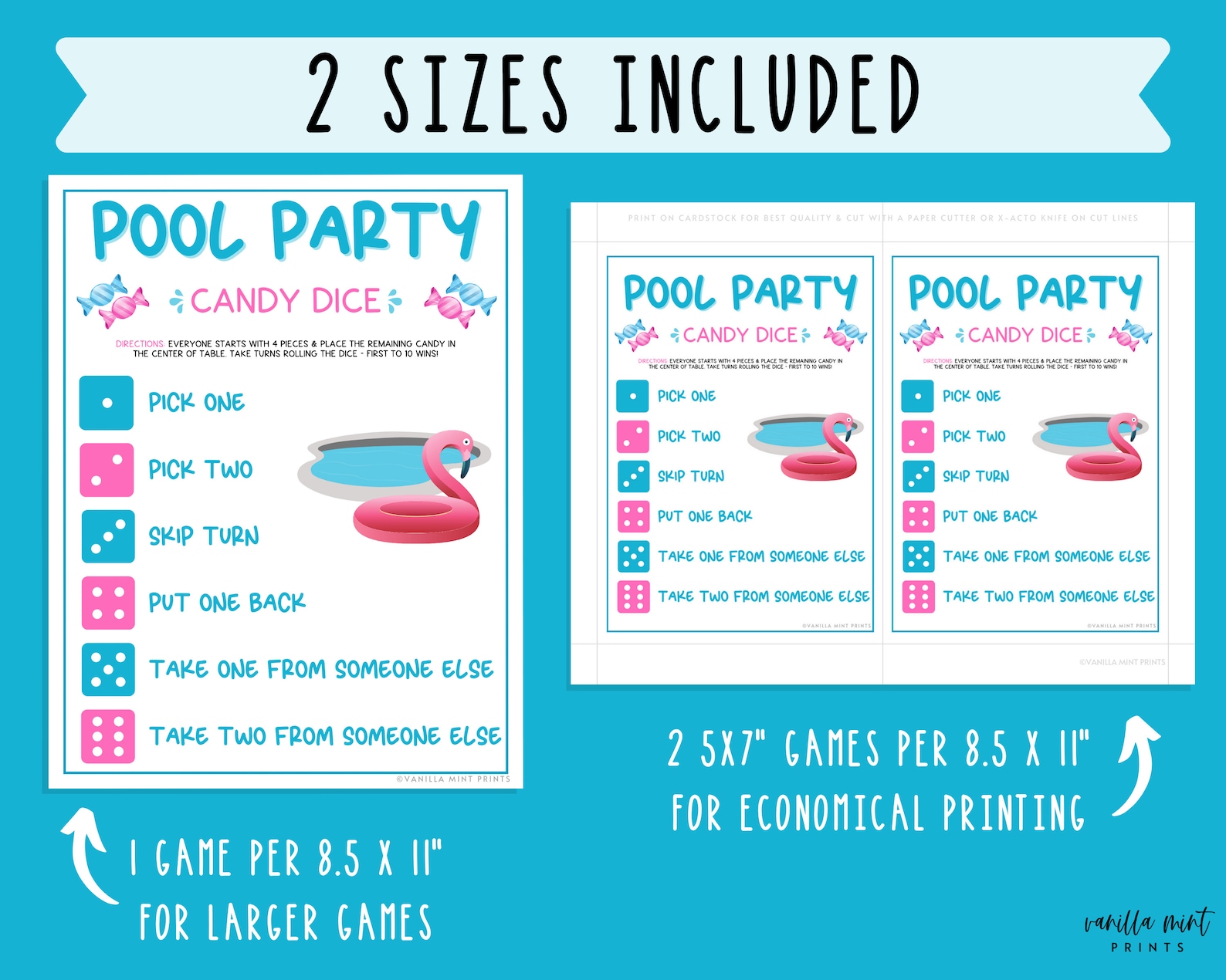 Pool Party Candy Dice Game Fun Printable Summertime Party | Etsy