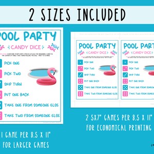 Pool Party Candy Dice Game | Fun Printable Summertime Party Games | Fun ...