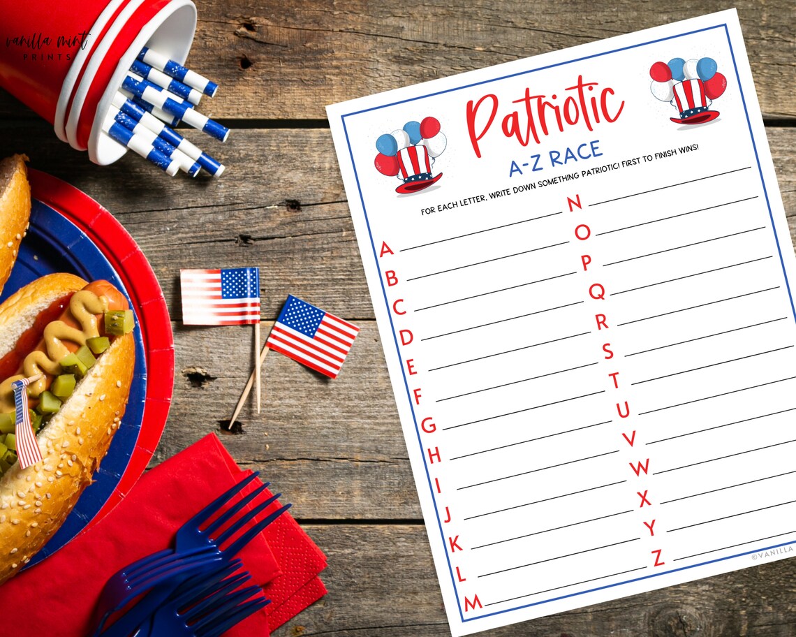 Patriotic A Z Word Puzzle Game Printable Memorial Day - Etsy