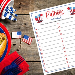 Patriotic A - Z Word Puzzle Game | Printable Memorial Day Party Games ...
