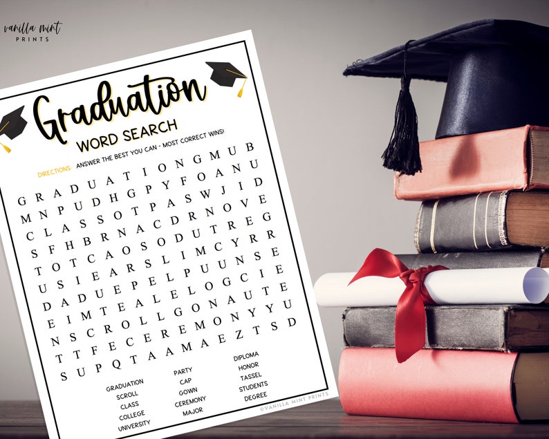 Graduation Games Word Search Fun Graduation Party Games - Etsy