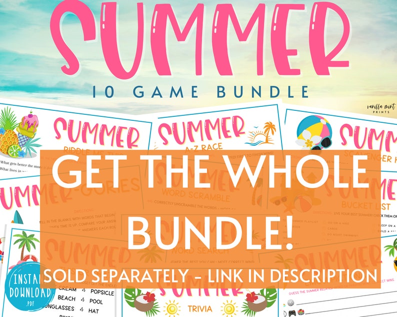 Summer A Z Race Printable Summertime Games Party Games | Etsy