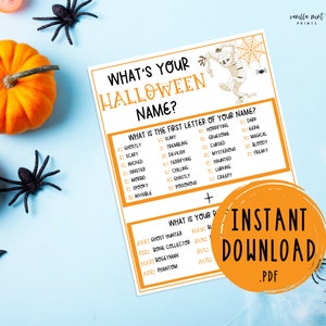 Whats Your Halloween Name Game Halloween Printable Games Spooky Fun ...