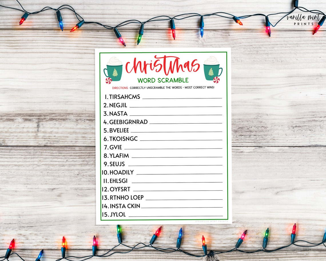 Christmas Word Scramble Game Christmas Printable Games Fun - Etsy