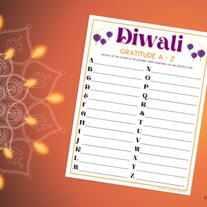 Diwali Gratitude A - Z Game | Printable Festival of Lights Party Games ...