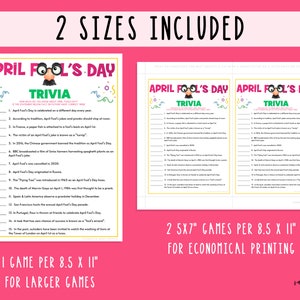 April Fool's Day Trivia Game | April Fools Party Games | Printable Game ...