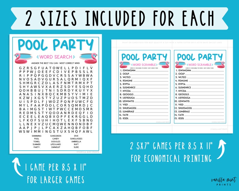 Pool Party 10 Party Game BUNDLE Fun Printable Summertime - Etsy