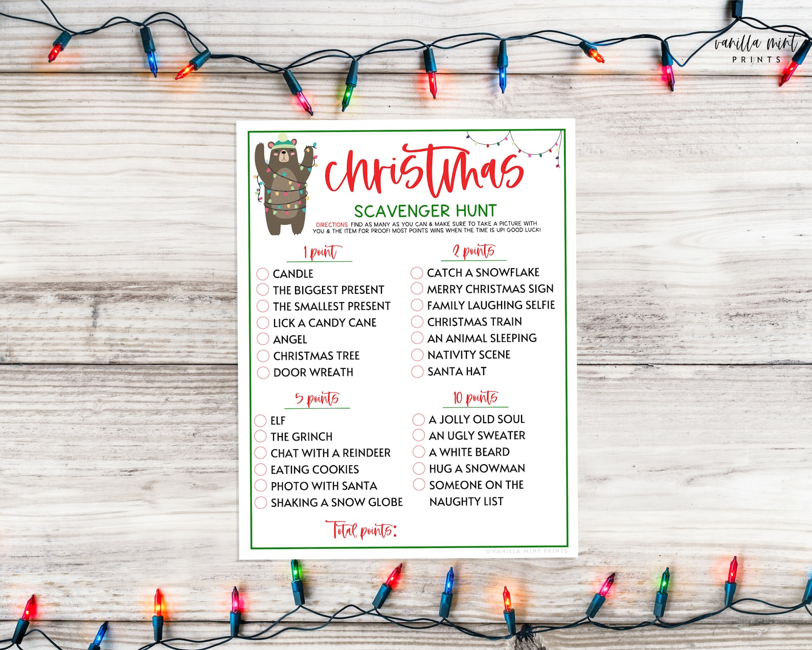 Christmas Scavenger Hunt Game Christmas Printable Games - Etsy