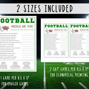 Football Riddle Me This Game | Football Super Bowl Party Games ...