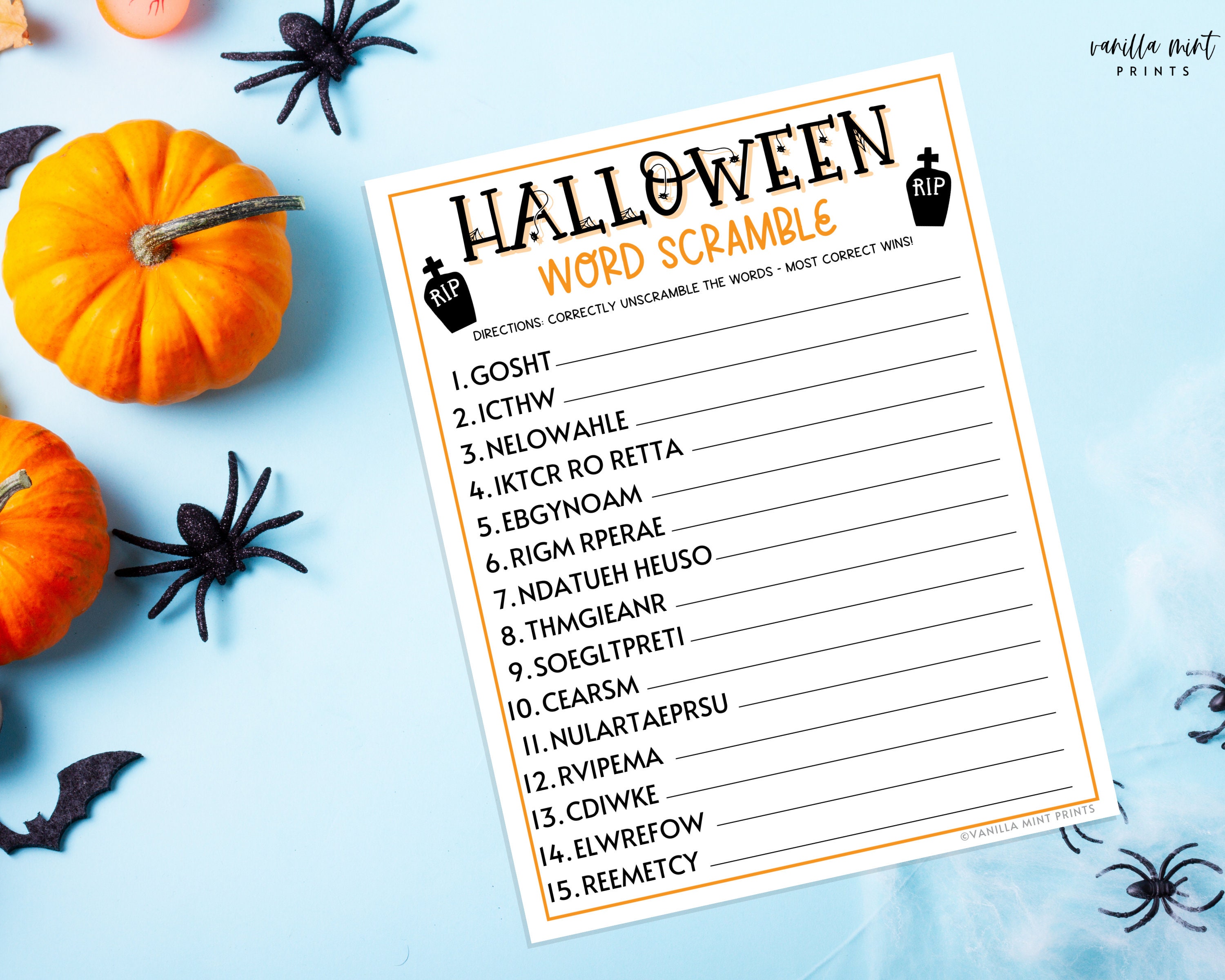 Halloween Word Scramble Game Halloween Printable Games | Etsy