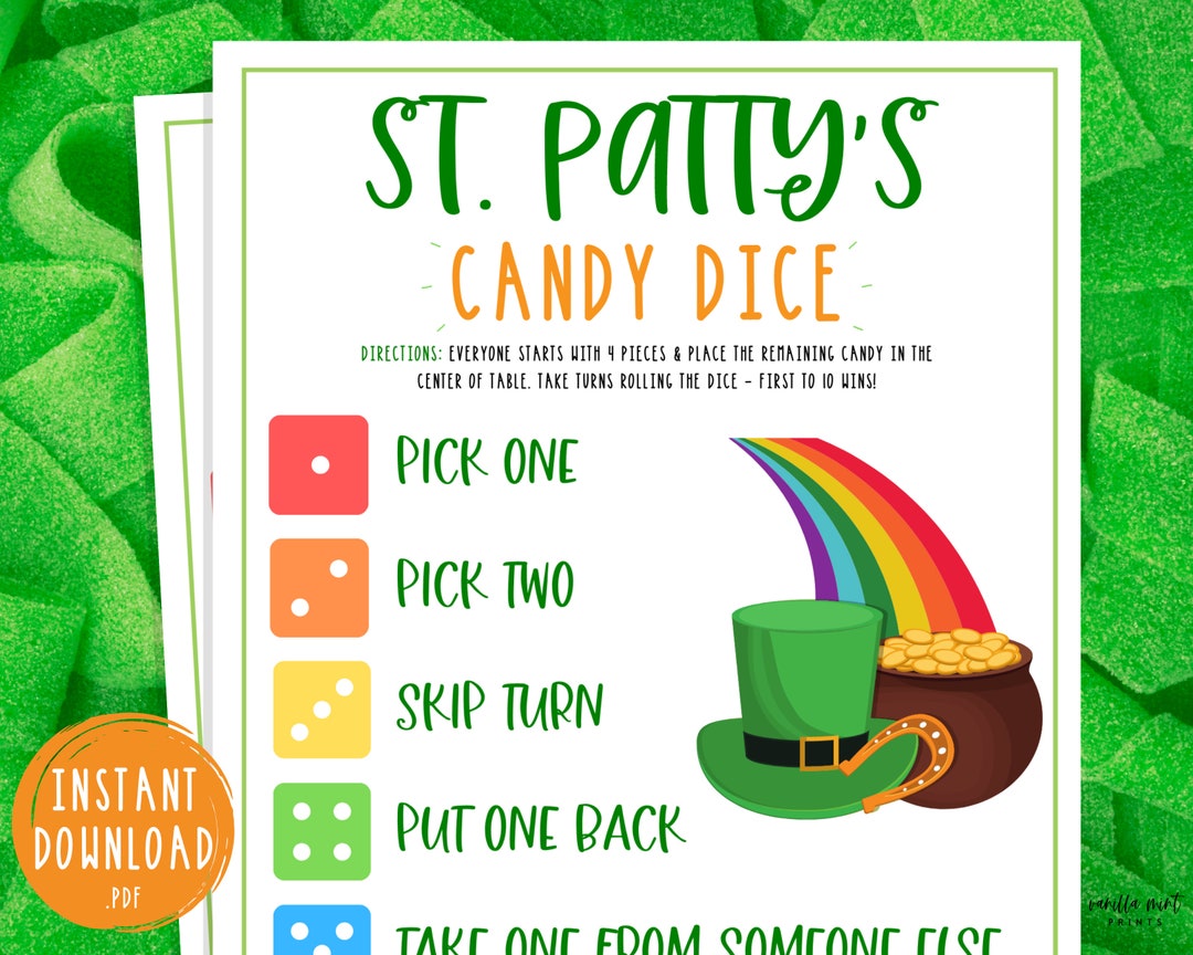 St. Patrick's Day Candy Dice Game | St. Patty's Day Party Games for ...