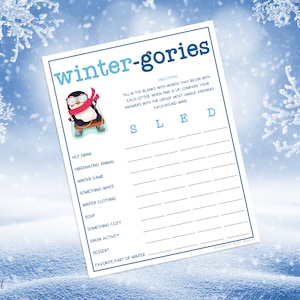 Winter Scattergories Game | Wintergories Printable Games | Fun ...