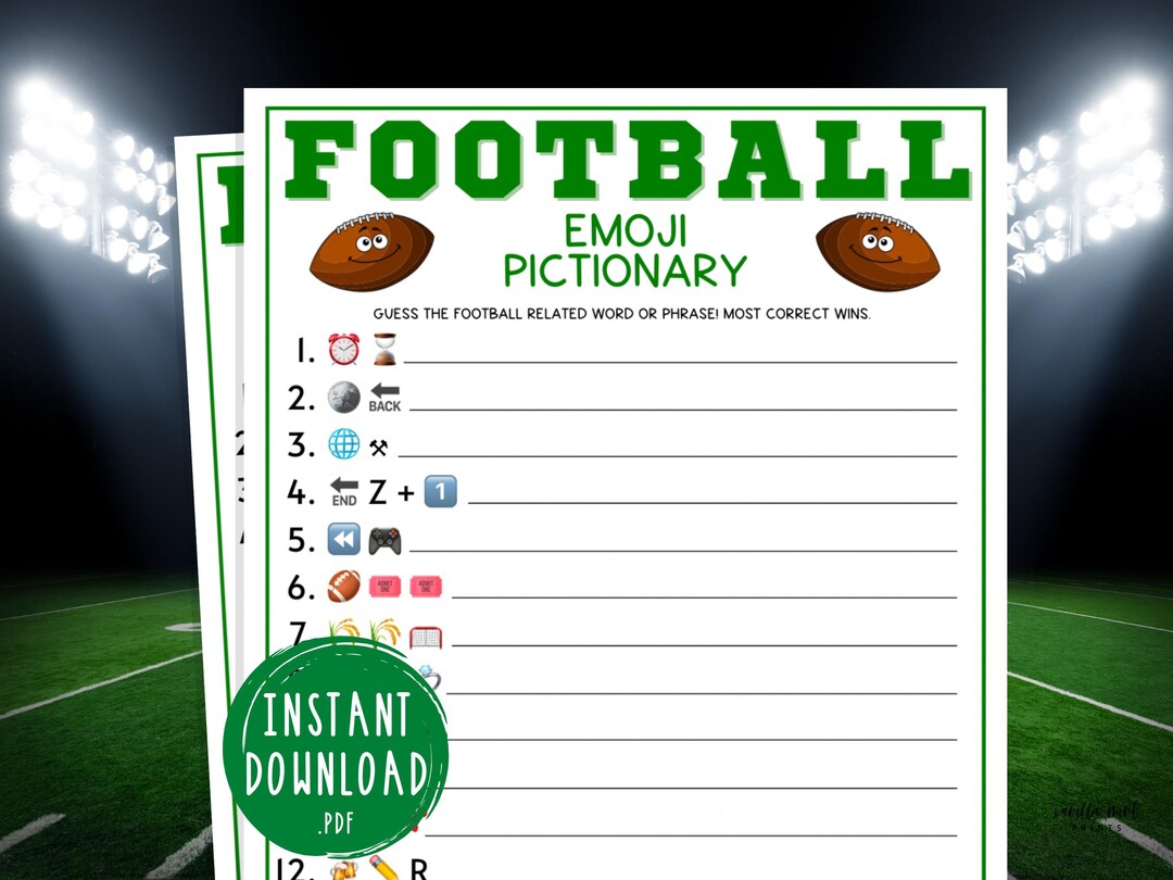 Football Emoji Pictionary Game | Super Bowl Party Games | Printable ...