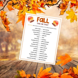 Fall This or That Game | Printable Autumn Party Game | Fall Time ...