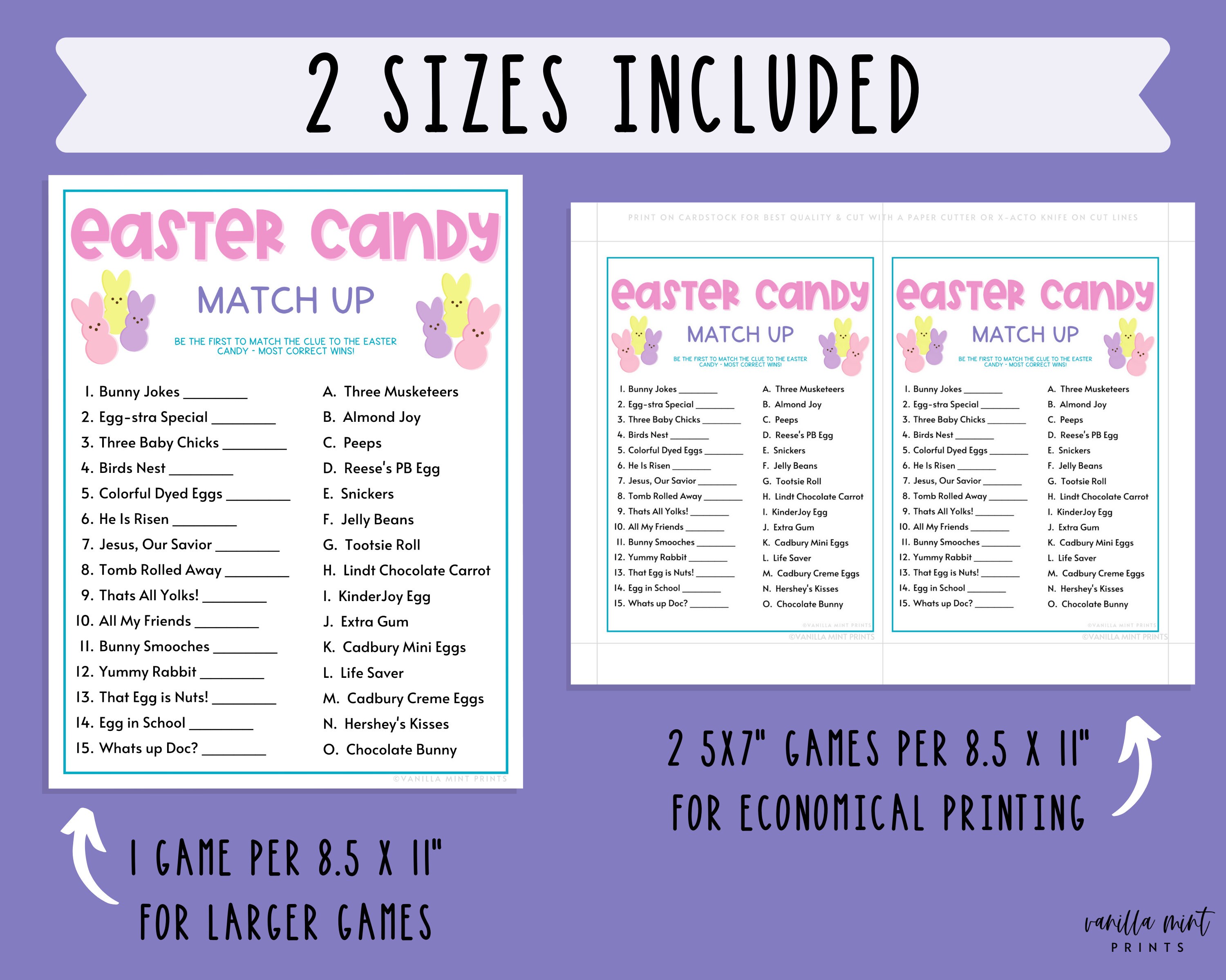 Easter Candy Match up Game Easter Classroom Activities - Etsy